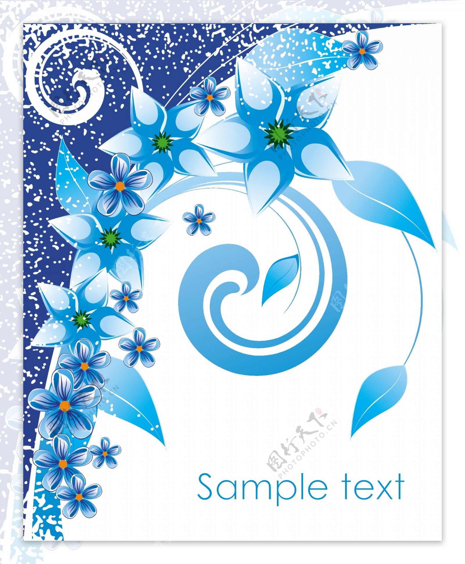 蓝色花卉精美花边图片素材-编号06460085-图行天下