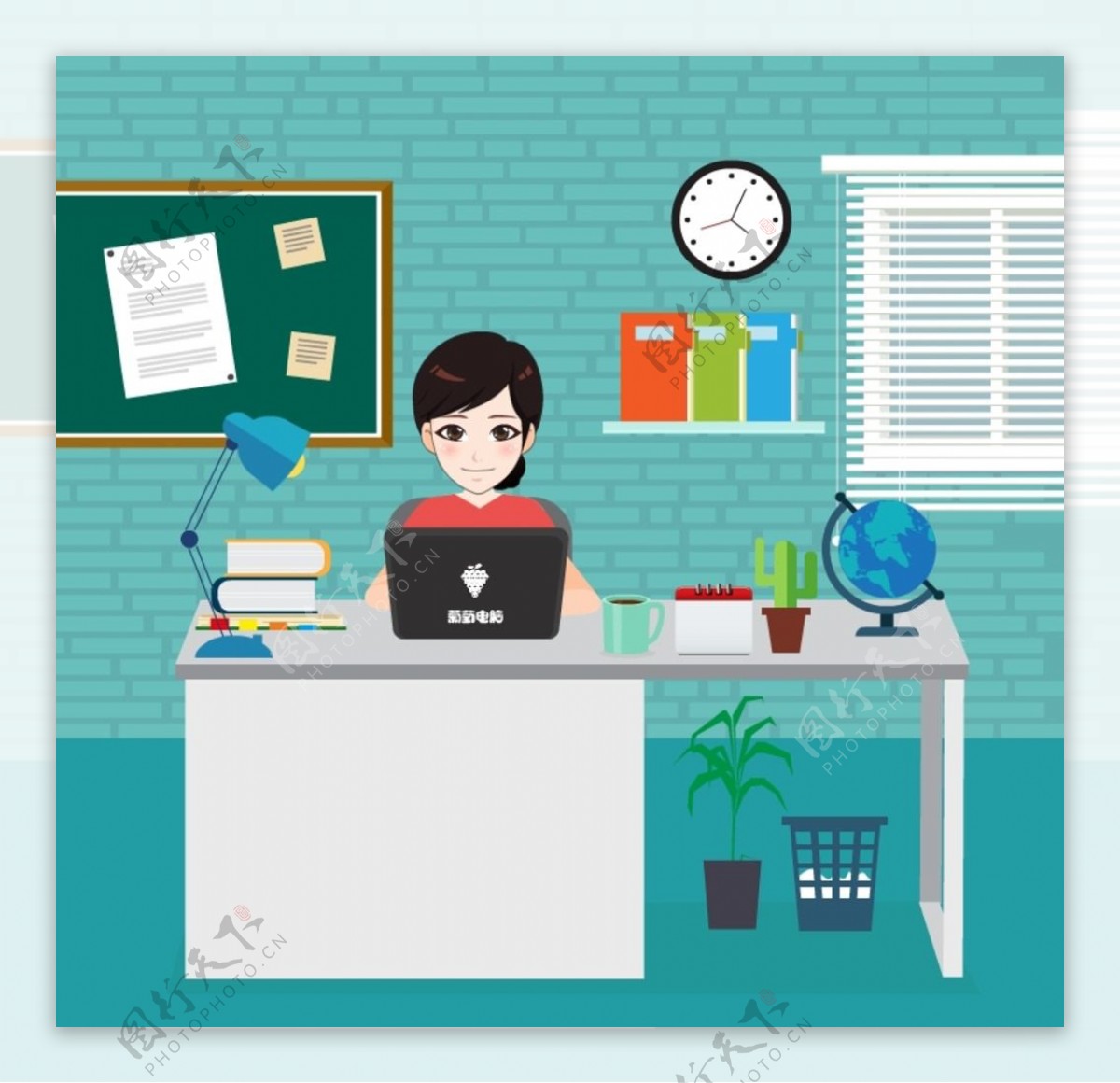 办公室认真工作的女孩图片素材-编号23184895-图行天下