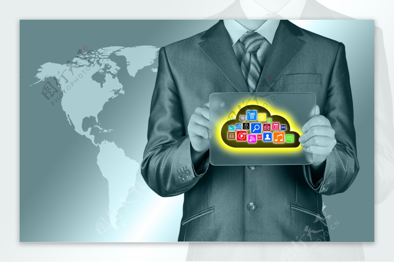 点击云端按钮的职业男性图片素材-编号25700425-图行天下