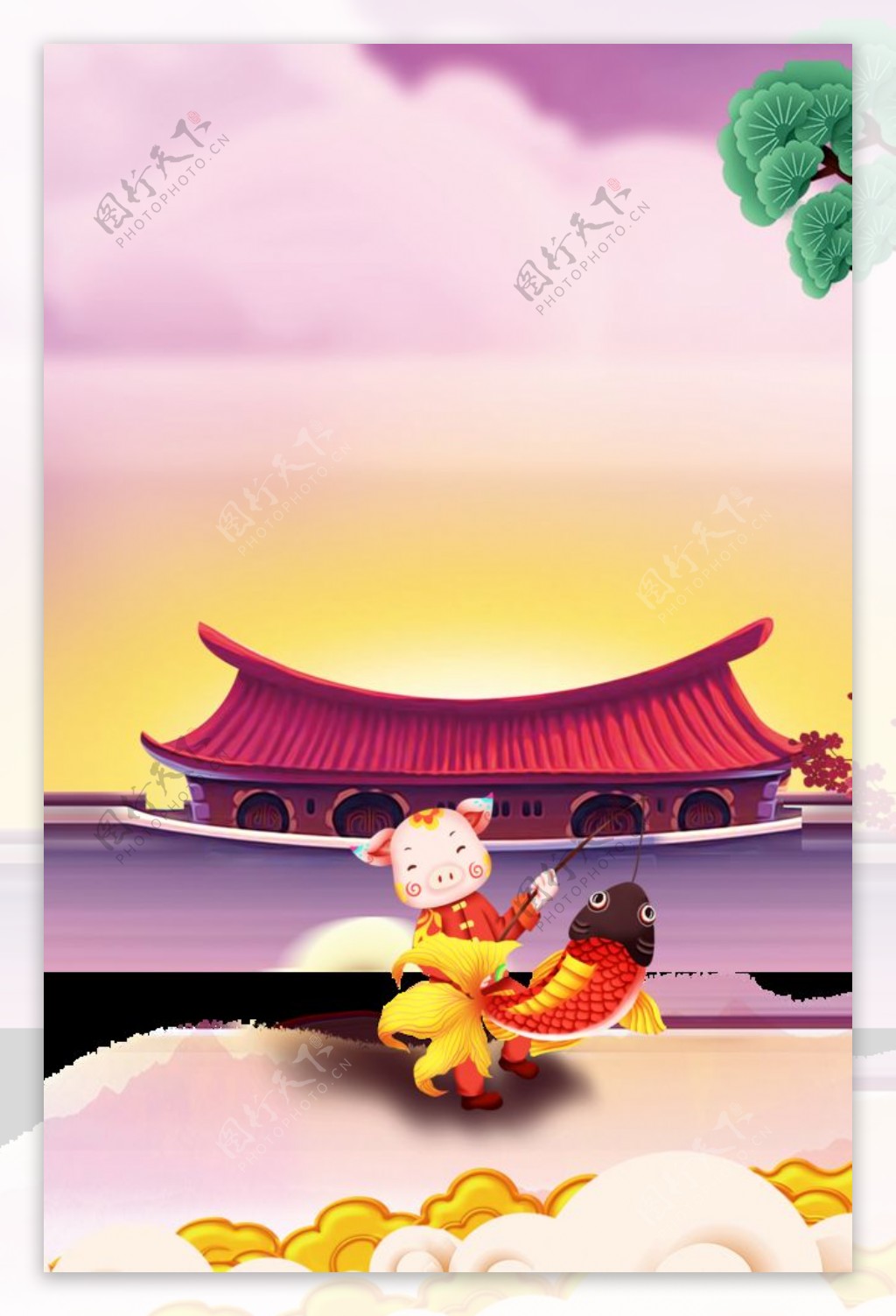 2019金猪年年有余喜庆背景图片素材-编号29796845-图行天下