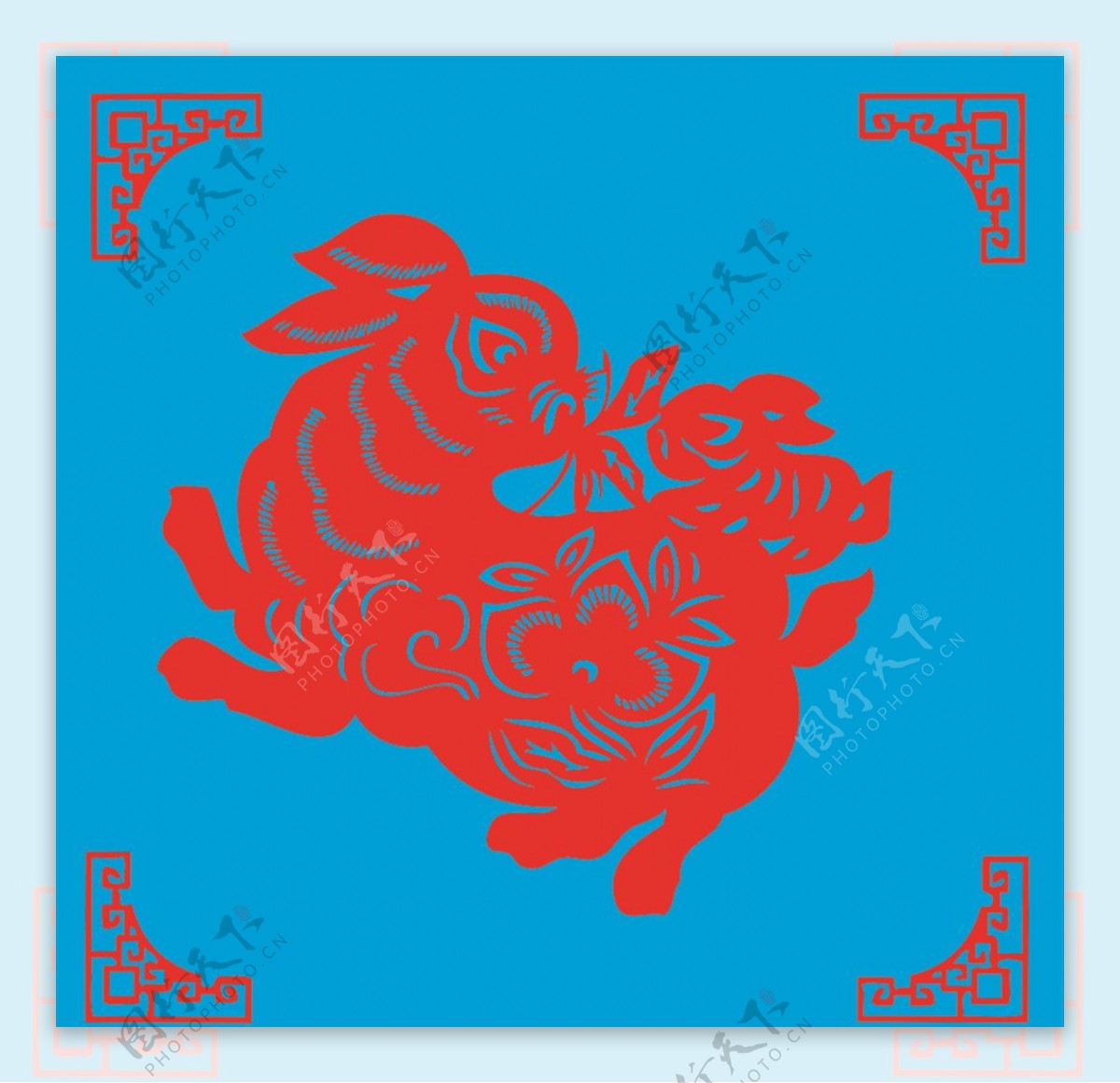 兔子剪纸图片素材-编号30079315-图行天下