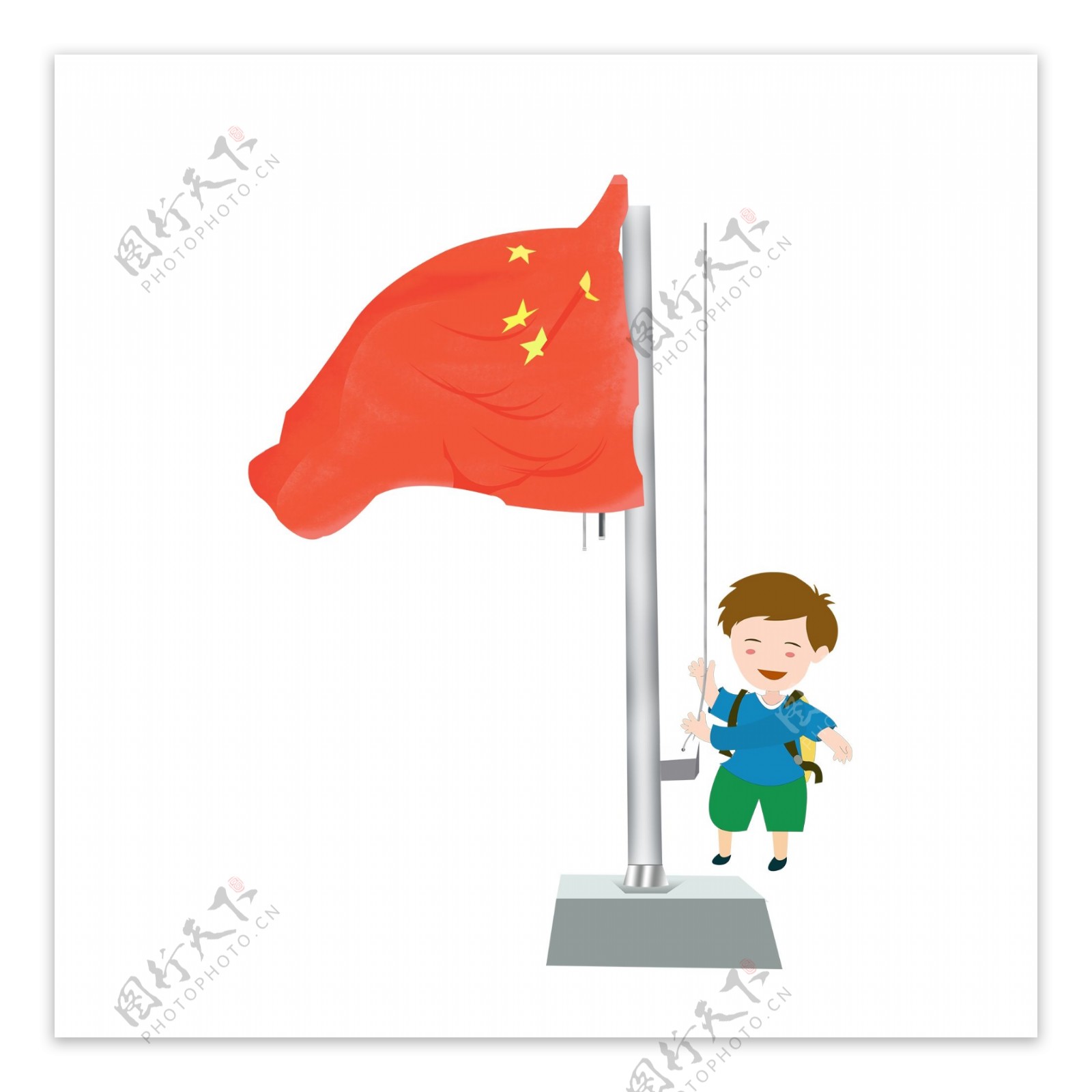 手绘升国旗的男孩人物设计图片素材-编号31200995-图行天下
