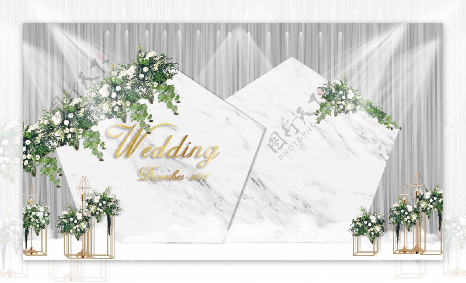 白绿色婚礼效果图迎宾区图片素材-编号31294375-图行天下
