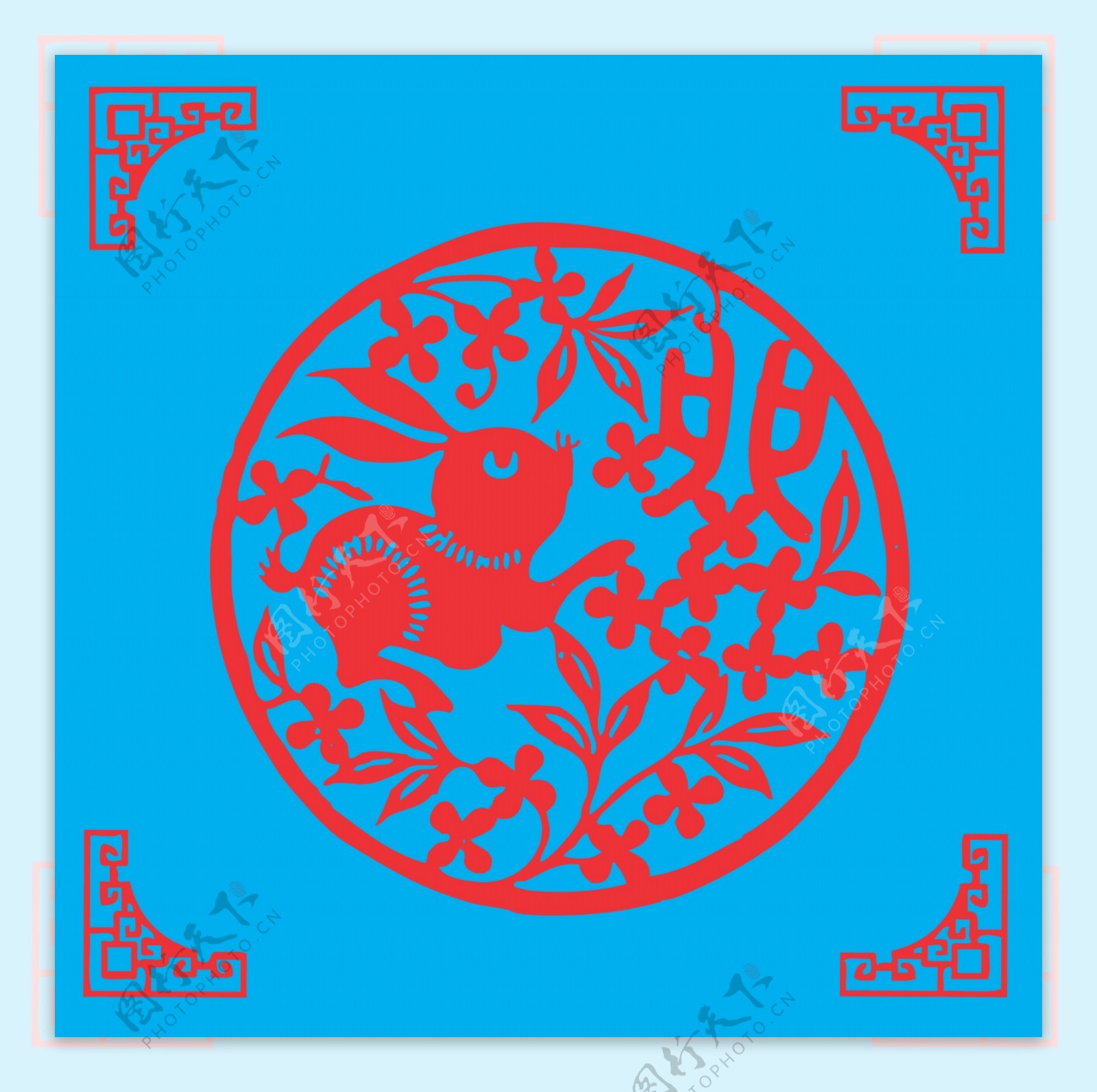 兔子剪纸图片素材-编号32017365-图行天下